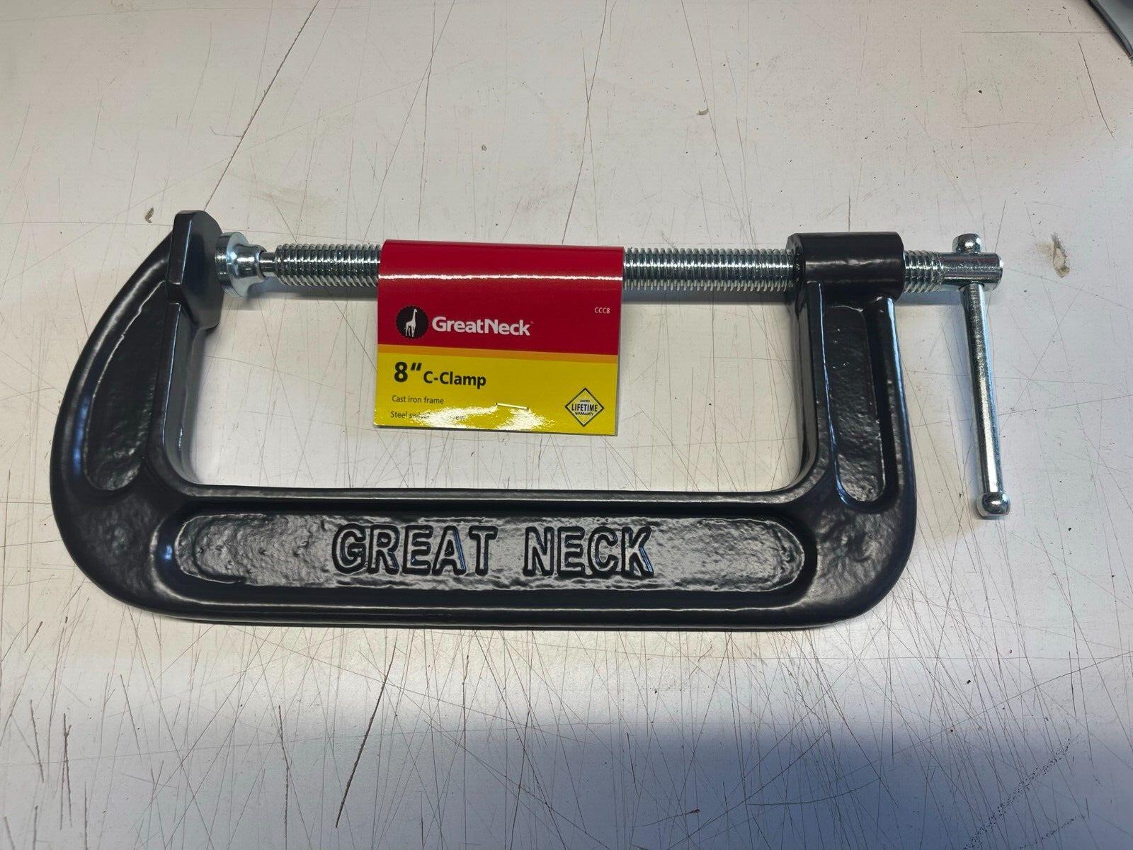 8 Inch C-Clamp GreatNeck Heavy Duty Cast Iron CCC8 Wood Working Carpen